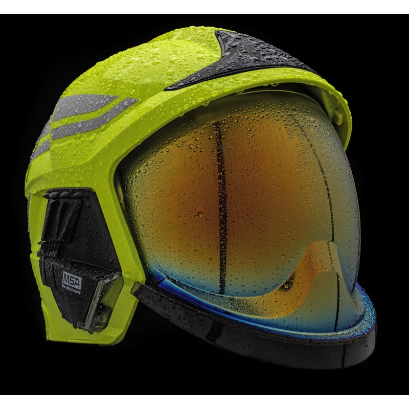 CASQUE F1XF-TM-JAUNE FLUO-Cuir-Bv Alu-1 support-PA Dorée SP